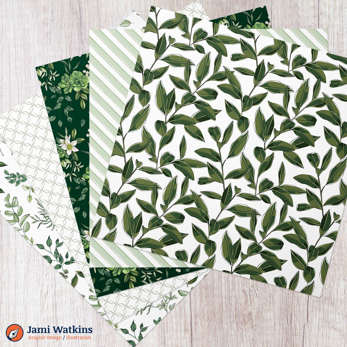 Greenery Digital Paper Leaf Background Leaves Pattern Flora | Etsy