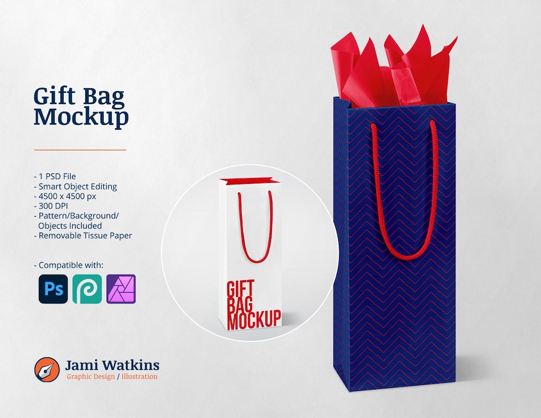 Gift Bag PSD Mockup Template, Photoshop Smart Object Editing - Etsy