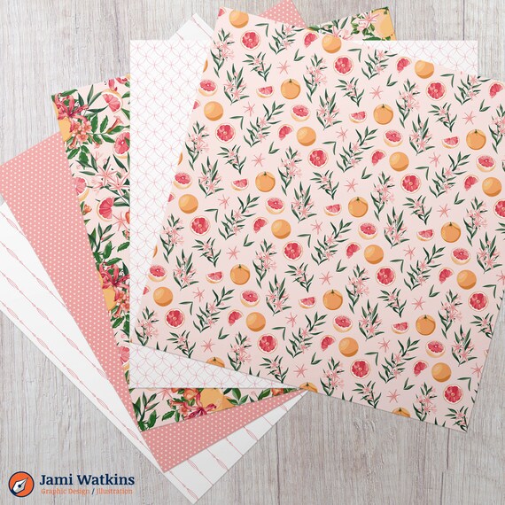 Craft Supplies & Tools Paper, Party & Kids PINK GRAPEFRUIT digital ...