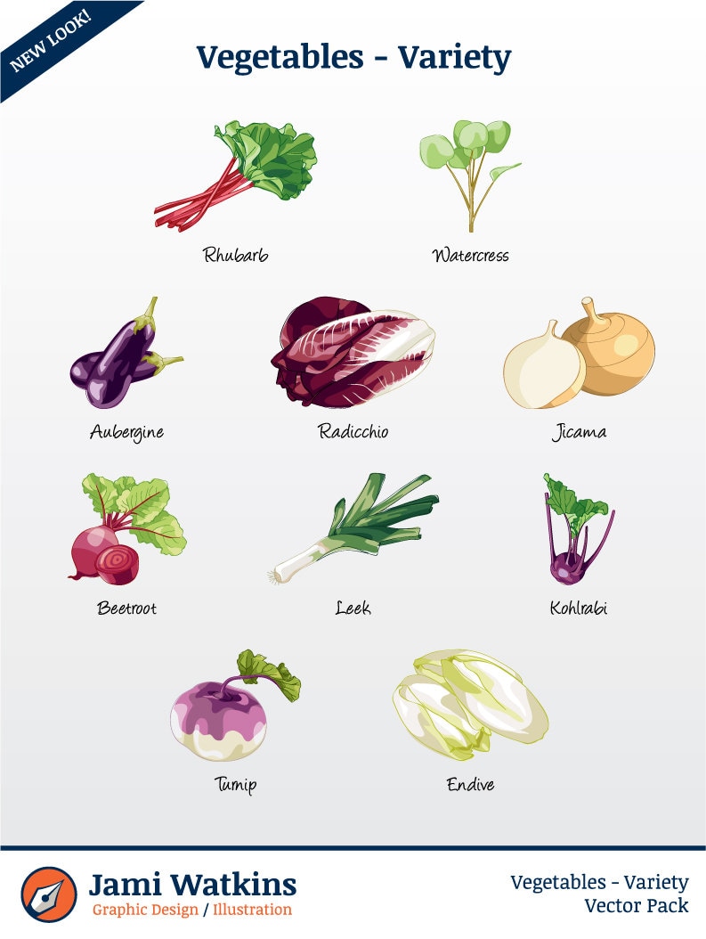 Vegetables variety Vector Illustration Pack set of 10 / - Etsy