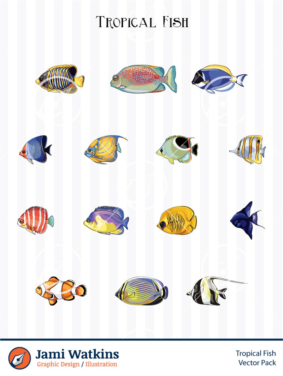 Tropical Fish Vector Illustration Pack Underwater Life Clip | Etsy