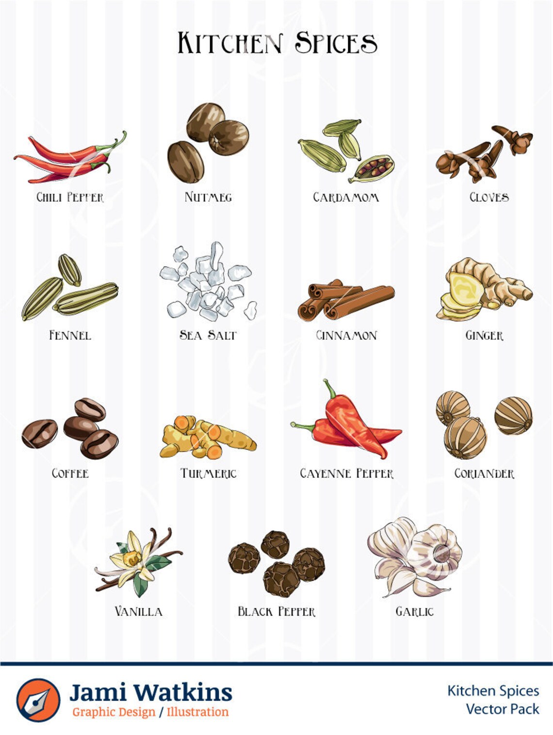 Kitchen Spices Vector Illustration Pack / Clip Art files: PNG - Etsy