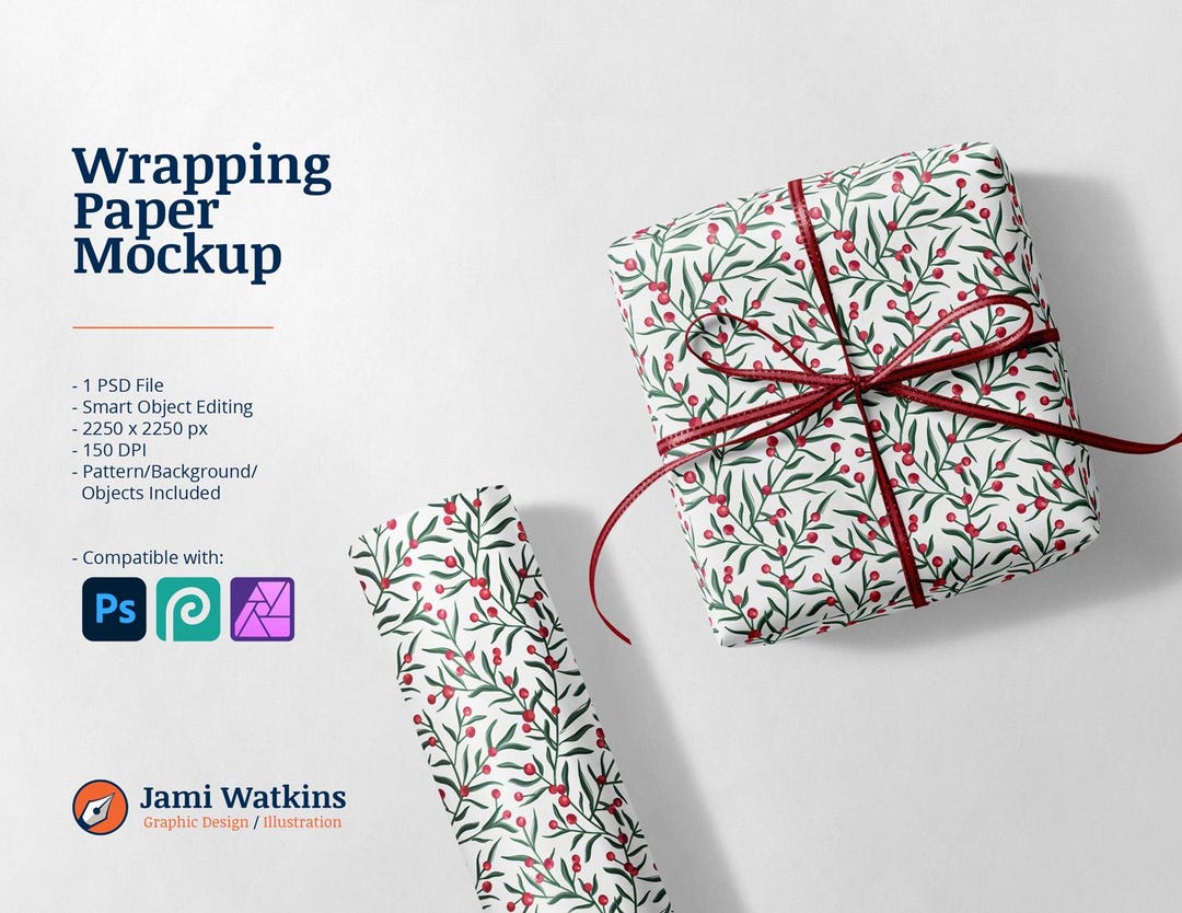 Wrapping Paper PSD Mockup, Photoshop Smart Object Editing - Etsy