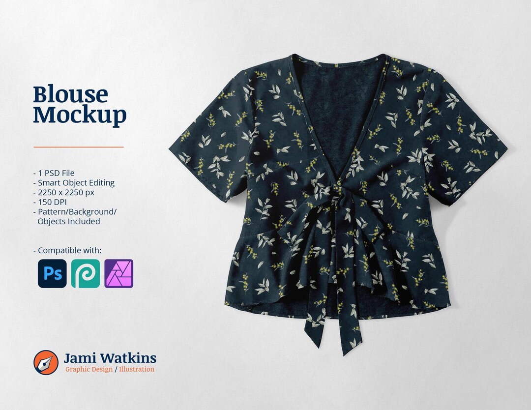 Blouse PSD Mockup Template, Photoshop Smart Object Editing - Etsy