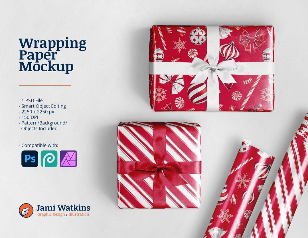 Wrapping Paper 3 PSD Mockup Template, Photoshop Smart Object Editing - Etsy