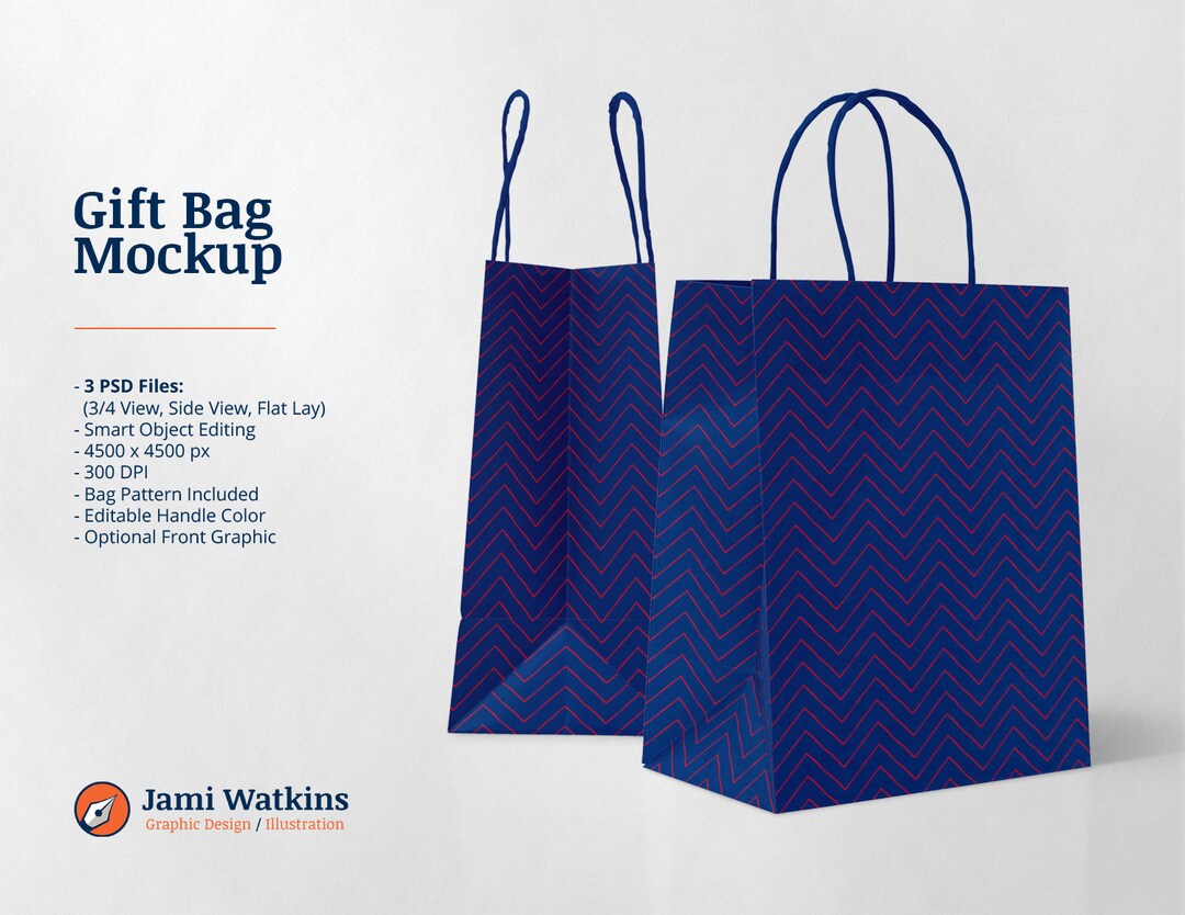 Gift Bag PSD Mockup Template set of 3, Photoshop Smart Object Editing ...