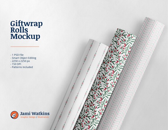 Giftwrap Rolls PSD Mockup Template Photoshop Smart Object - Etsy