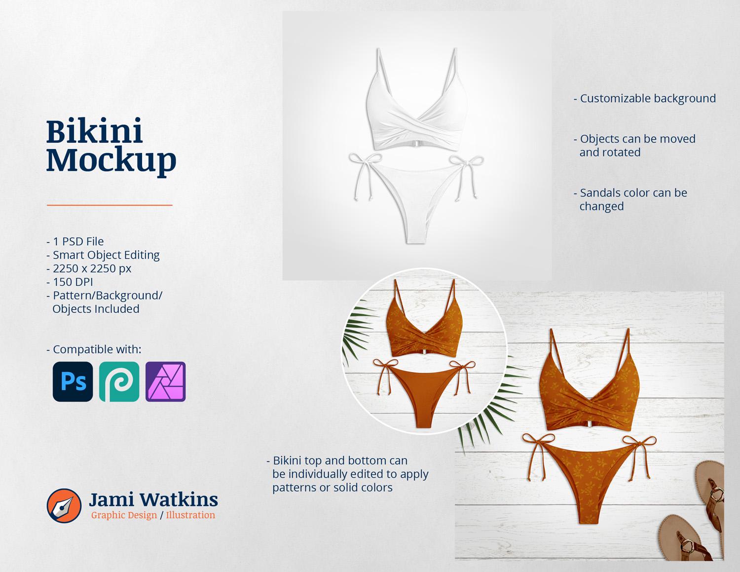 Bikini PSD Mockup Template, Photoshop Smart Object Editing - Etsy