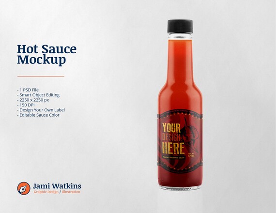 Hot Sauce PSD Mockup Template Photoshop Smart Object Editing - Etsy