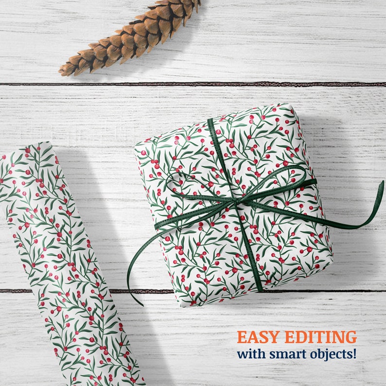 Wrapping Paper PSD Mockup Template set of 3 Photoshop Smart - Etsy