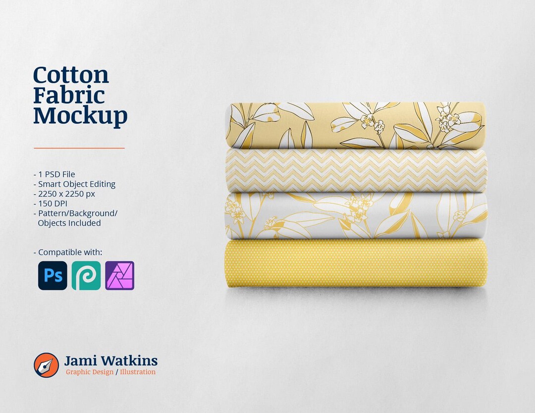 Cotton Fabric Bundle (4) PSD Mockup Template, Photoshop Smart Object ...