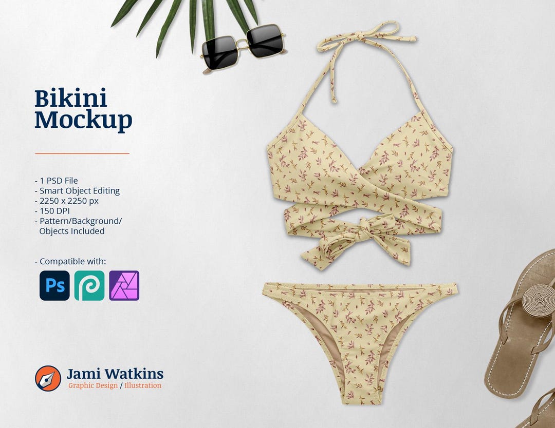 Modelo de mockup PSD de biquíni, edição de objetos inteligentes do ...