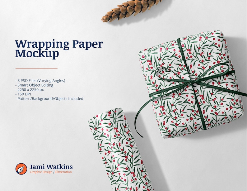 Wrapping Paper PSD Mockup Template set of 3 Photoshop Smart - Etsy
