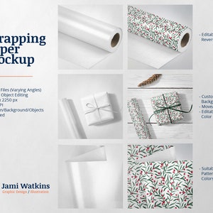 Wrapping Paper PSD Mockup Template set of 3, Photoshop Smart Object ...