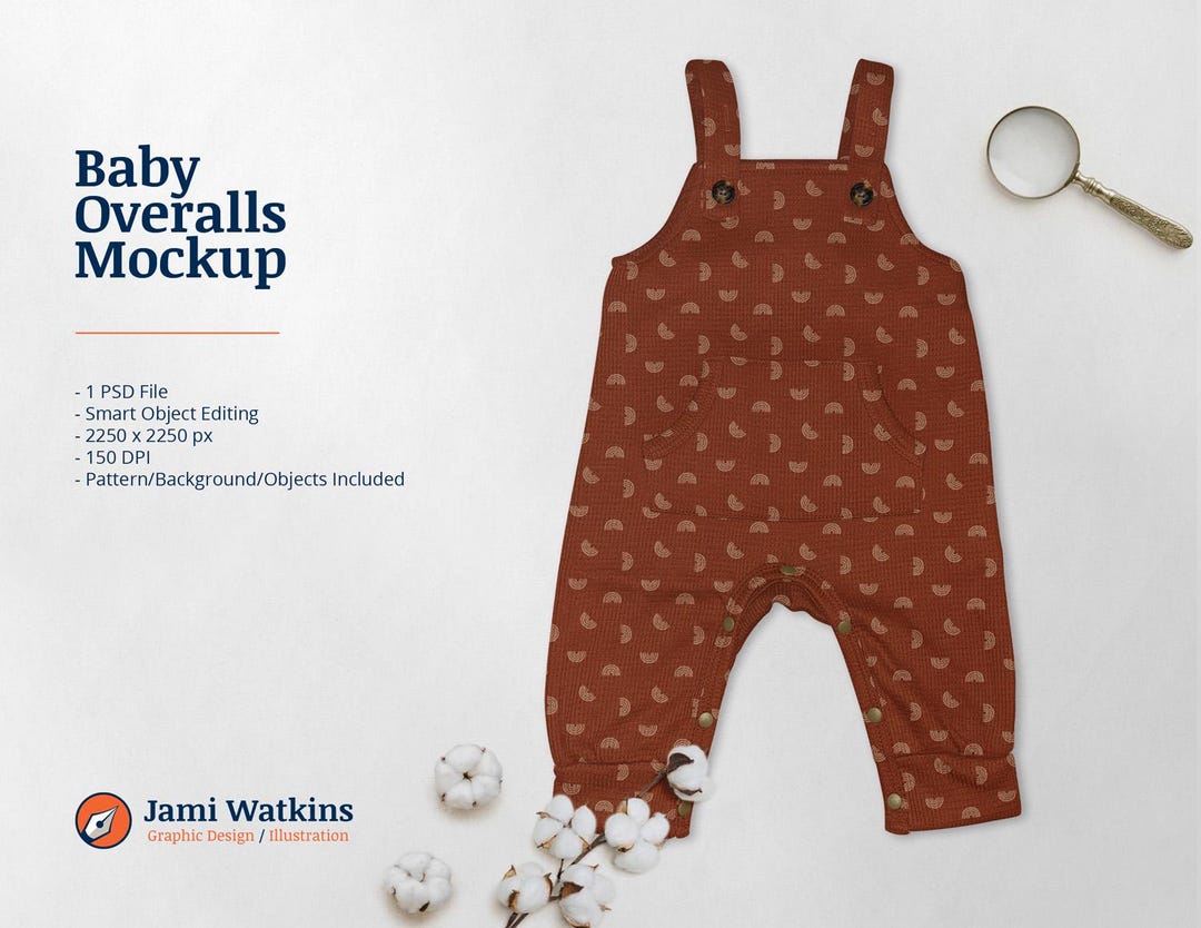 Baby Waffle Knit Overalls PSD Mockup Template, Photoshop Smart Object ...