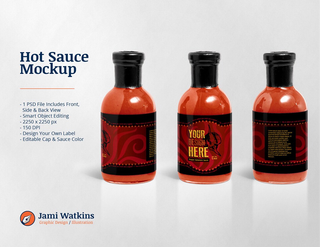 Hot Sauce PSD Mockup Template, Photoshop Smart Object Editing - Etsy