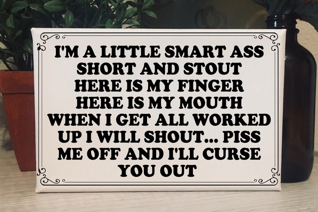 Im A Little Smart Ass / Funny Sarcastic Gift Sign / Funny Home Office ...