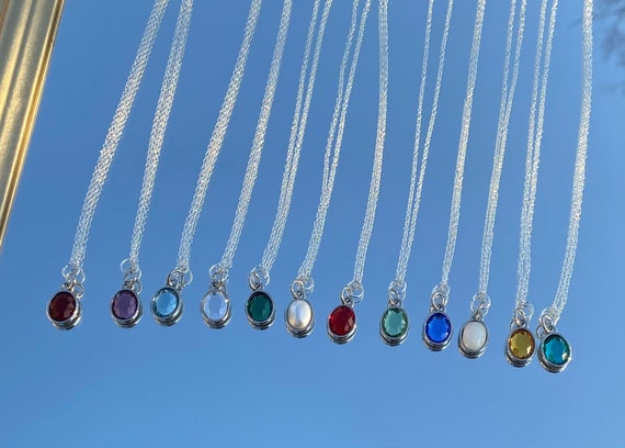 Birthstone Necklaces NEW CHAIN birthstone Zodiac Month - Etsy