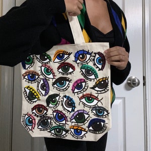 Optic Totes | Hand Painted | Eye | Tote Bag | Trendy | Bag | Purse ...