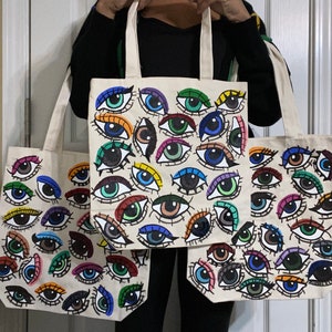 Optic Totes | Hand Painted | Eye | Tote Bag | Trendy | Bag | Purse ...