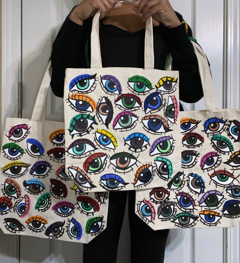 Optic Totes Hand Painted Eye Tote Bag Trendy Bag - Etsy