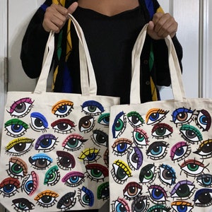 Optic Totes | Hand Painted | Eye | Tote Bag | Trendy | Bag | Purse ...