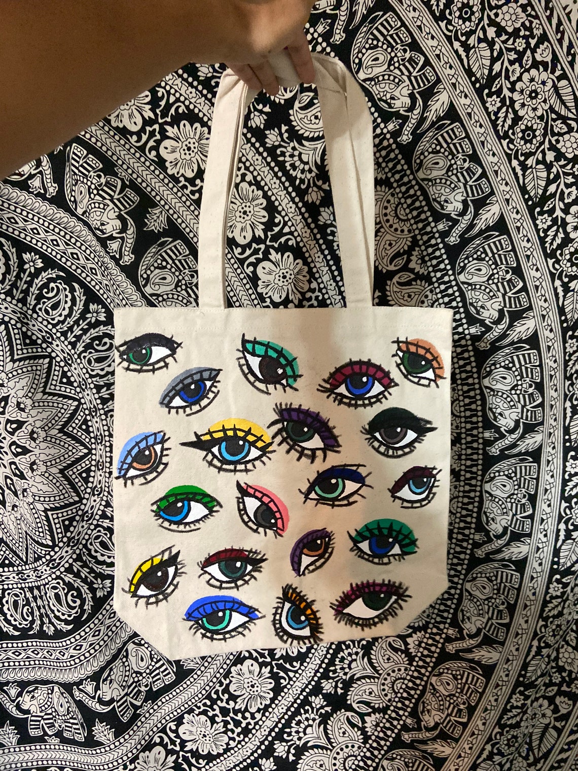 Optic Totes hand painted eye tote bag trendy bag | Etsy