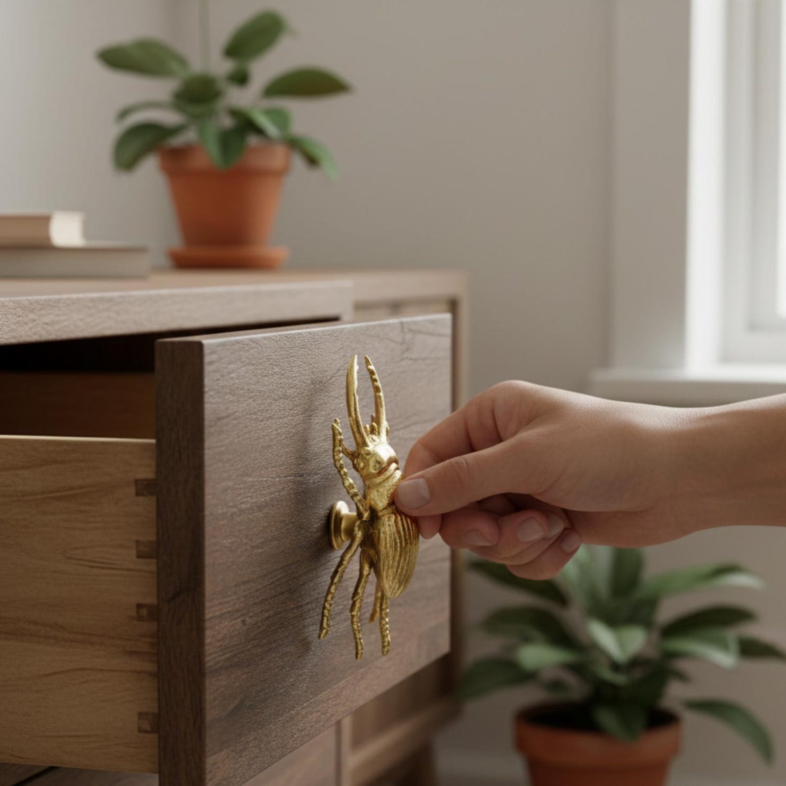 Vintage Brass Beetle Cabinet Knobs Polished Finish Drawer Pulls ...