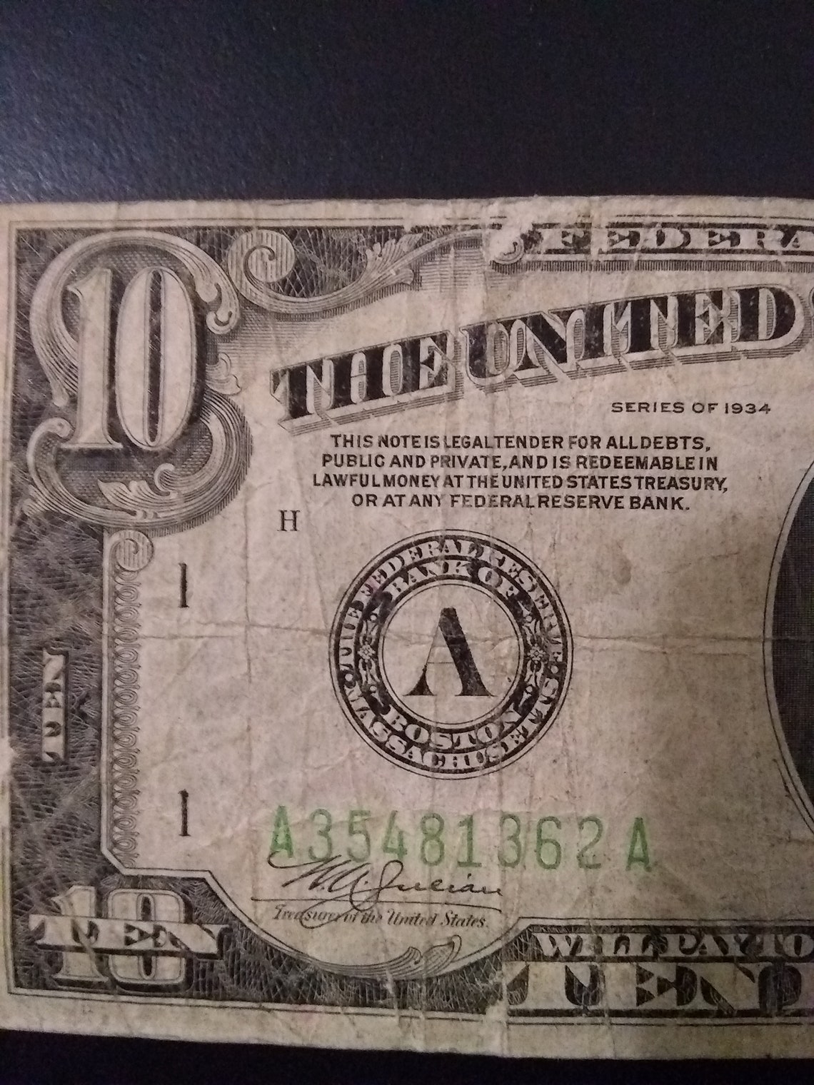 1934 10 Dollar Bill - Etsy