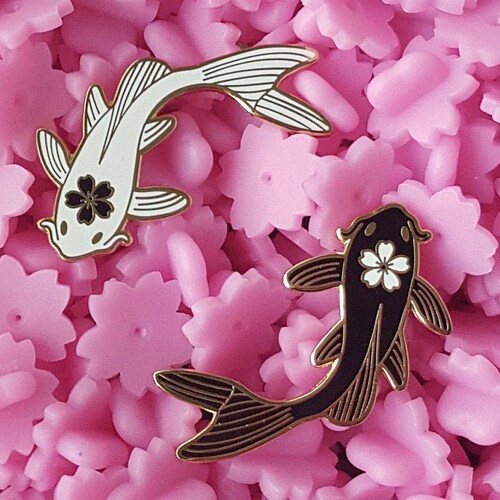 Koi Fish Yin and Yang Enamel Pin - Etsy