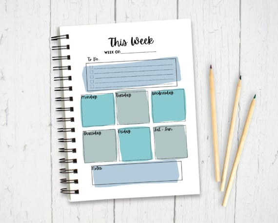Printable Weekly Planning Sheet Blue/green Color Scheme | Etsy