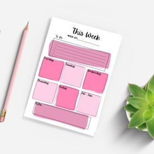 Printable Weekly Planning Sheet, Pink Color Scheme, Minimalistic, Boho ...