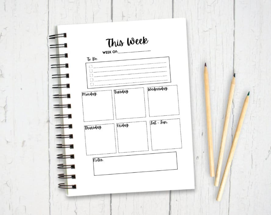 Printable Weekly Planning Sheet, Black and White, Minimalistic ...