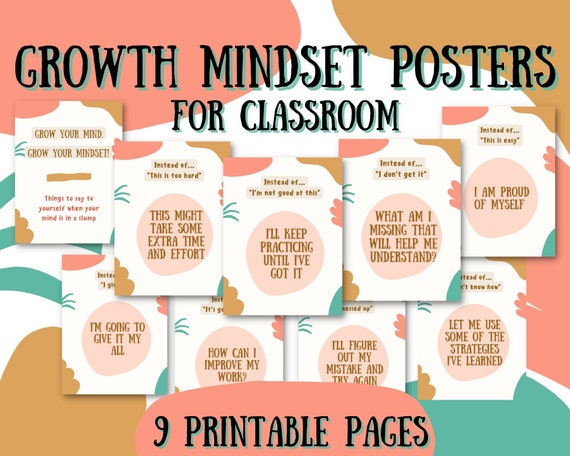 Growth Mindset Posters for Classroom Elementary Middle | Etsy