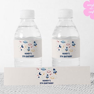 Out of This World Birthday Party Water Bottle Label Template, Two the ...