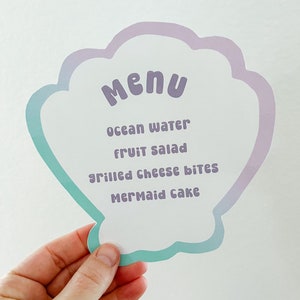 Printable Mermaid Shell Menu Template, Seashell Menu Template ...