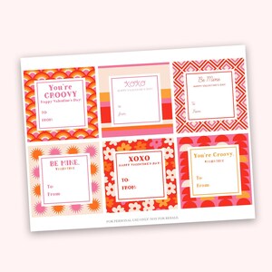 Groovy Valentine's Day Card Printables, Valentine's Day DIY, Valentine ...