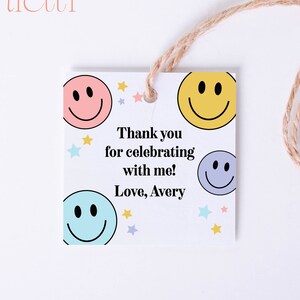 Smiley Faces Editable Printable Party Favor Tags Template - Etsy