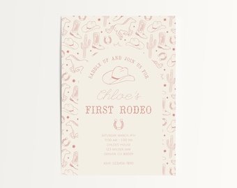 First Rodeo Birthday Party Invitation Template, First Birthday ...