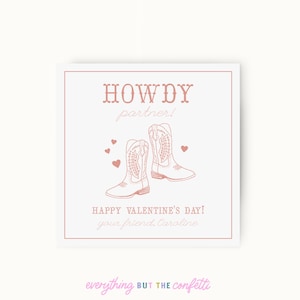 Cowgirl Valentines Day Card Printable, Valentines for Kids, Howdy ...