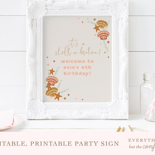 Boho Mermaids Party Sign Template Editable Party Sign for - Etsy