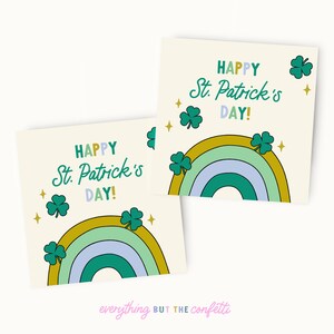 Printable St. Patrick's Day Kids Gift Tags, Classroom Rainbow Shamrock ...
