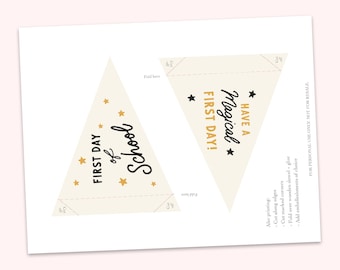 First Day of School Pennant Flag Templates, Printable Pennant Flags for ...