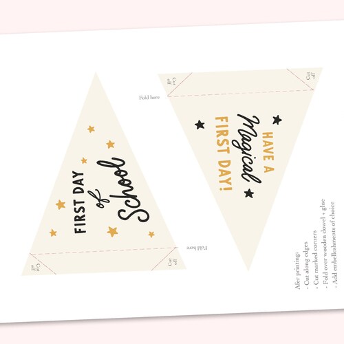 First Day of School Pennant Flag Templates Printable Pennant - Etsy