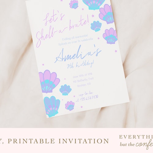 Boho Mermaids Party Invitation Template Printable Editable - Etsy