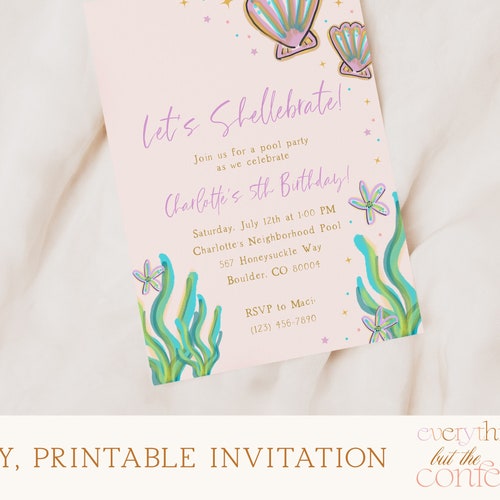 Let's Shell-e-brate Party Invitation Template Shellebrate - Etsy
