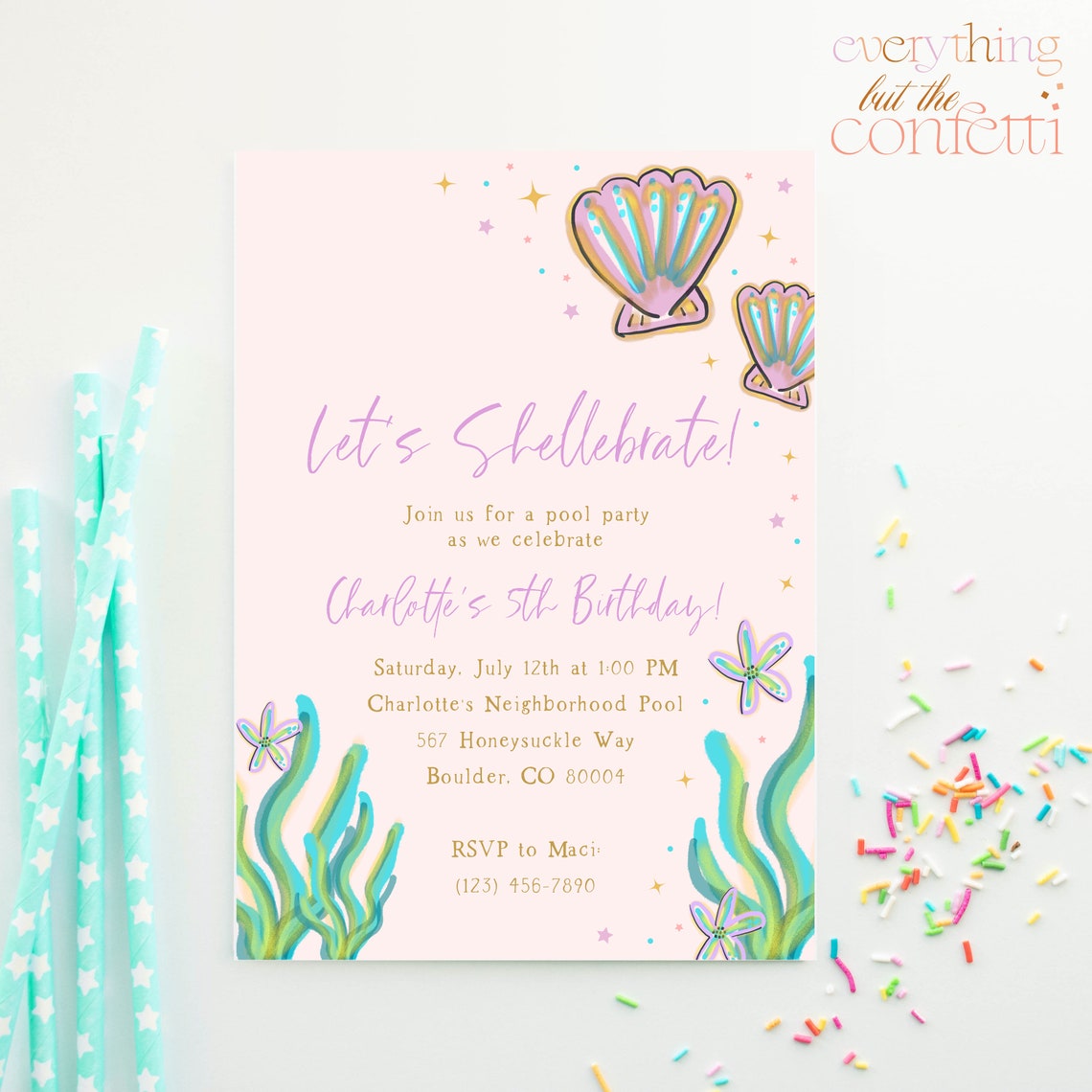 Let's Shell-e-brate Party Invitation Template Shellebrate - Etsy