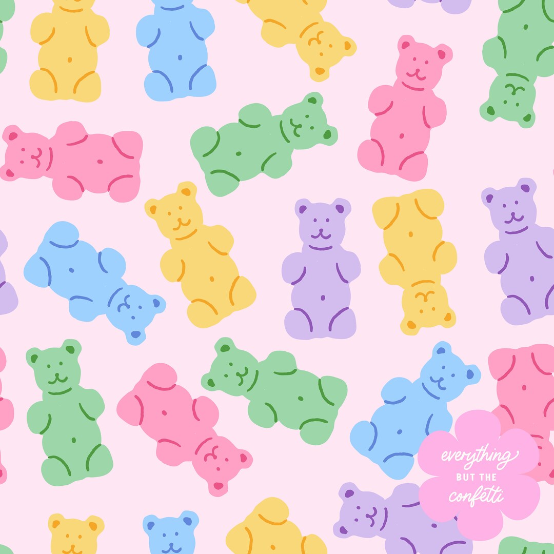 Gummy Bears Candy Seamless Pattern, Candies Repeat Pattern, Cute Candy ...