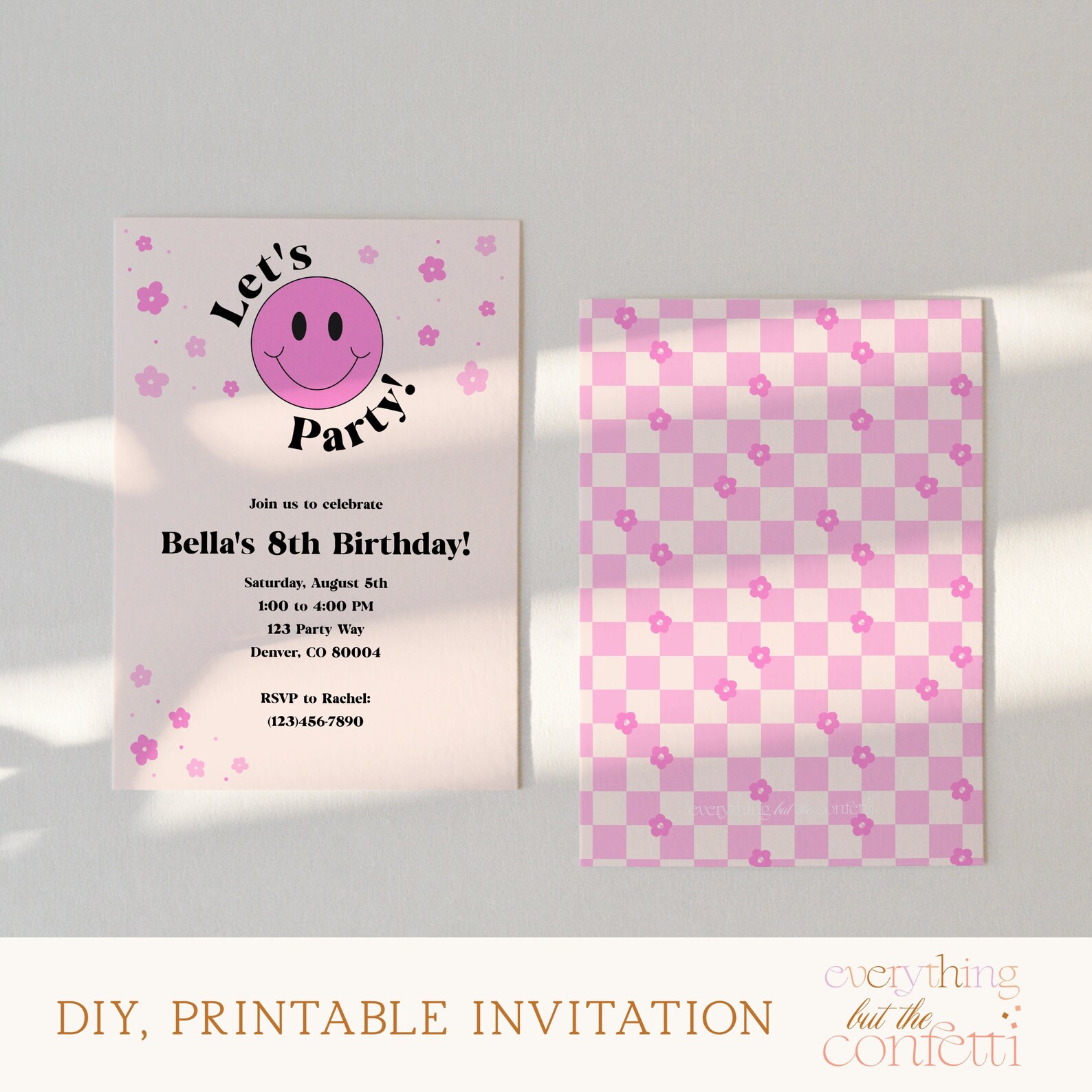 Smiley Faces Editable Printable Invitation Template Kids | Etsy