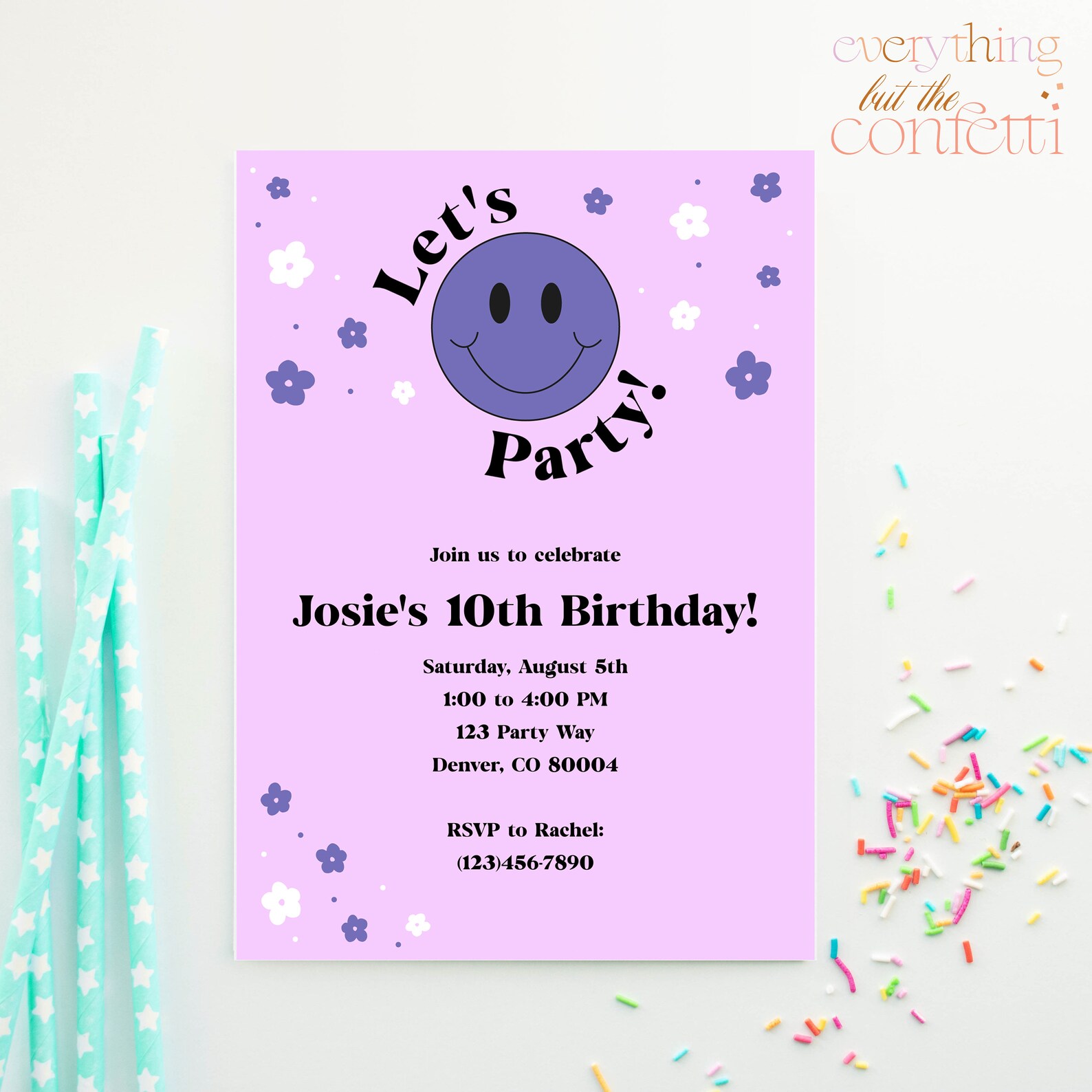 Smiley Faces Editable Printable Invitation Template Kids - Etsy